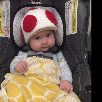 Super Mario Bros Toad Toadette Mushroom Crochet Beanie Newborn Infant ...