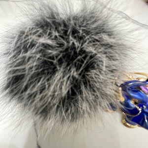 Real Rabbit Fur Pompom Keychain-furry Rabbit W/ Dotted Bow-bag ...