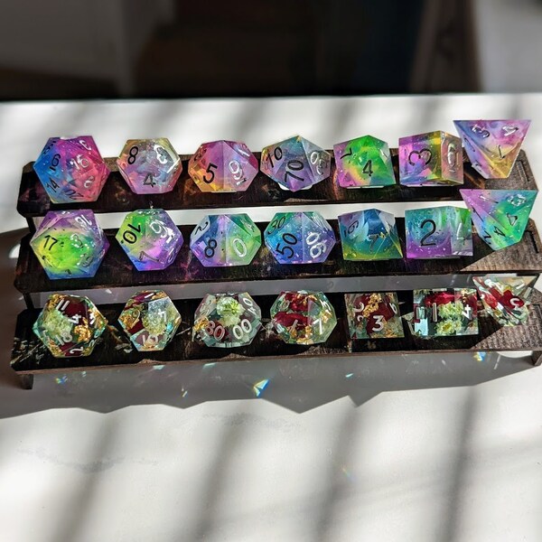 Victorian Tearoom Floral Handmade Resin Sharp Edge Dnd Dice Set With ...