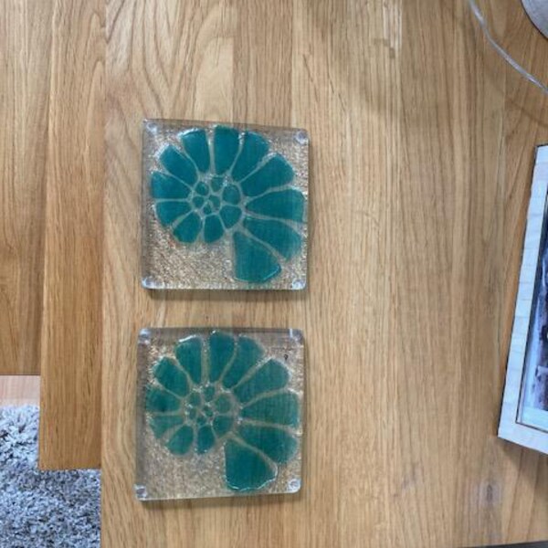 Wave in a Box Fused Glass Wave Wall Art Sun 25x25cm10, Turquoise Teal ...