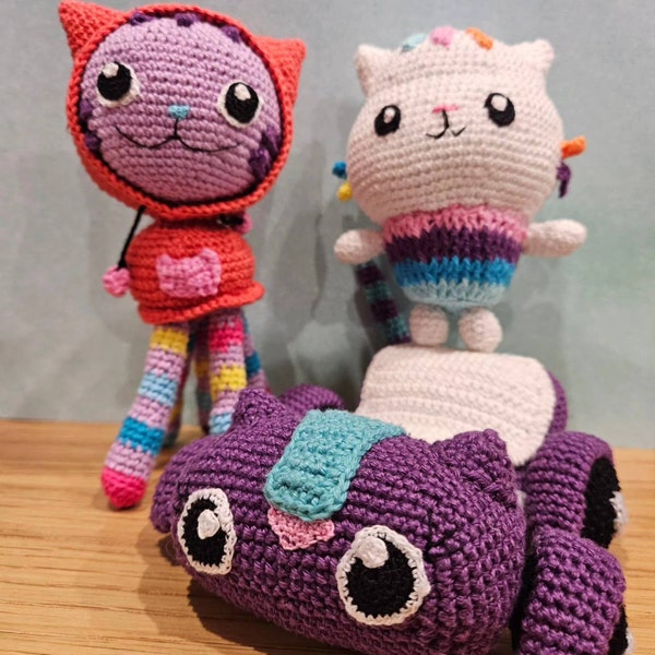 Set of 10 Crochet Patterns for Gabby's Dollhouse Amigurumi - Cakey Cat ...