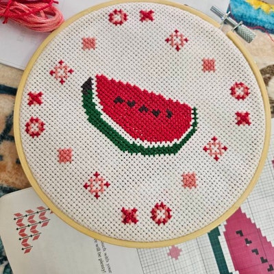 Palestinian Embroidery Cross Stitch DIY Tatreez Kit 5in Hoop With 4 ...