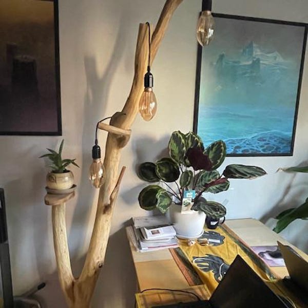 Rustic Oak Tree Branch Floor Lamp - Natural Oiled Wood - Etsy