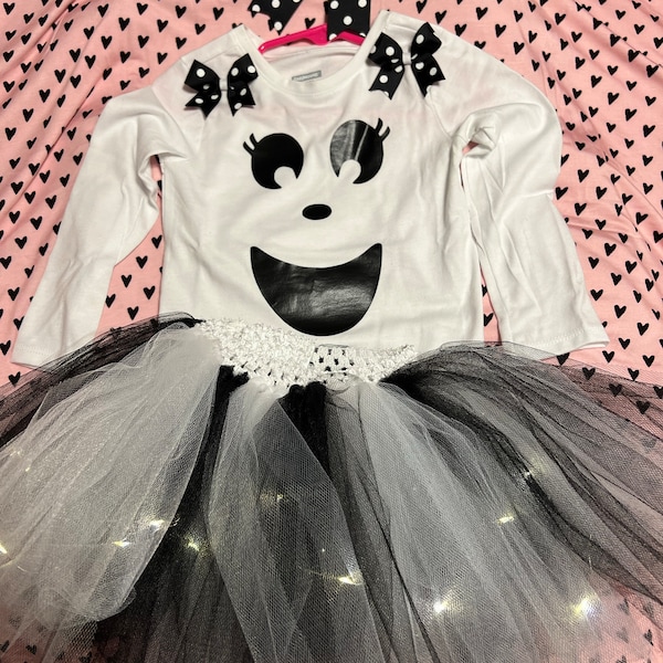 Cute Ghost Halloween Tutu Skirt and Shirt Long Sleeve Bodysuit Newborn ...