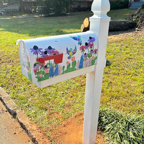 Hand Painted Mailbox, Medium Mailbox, Wildflowers, Wildlife, Floral ...