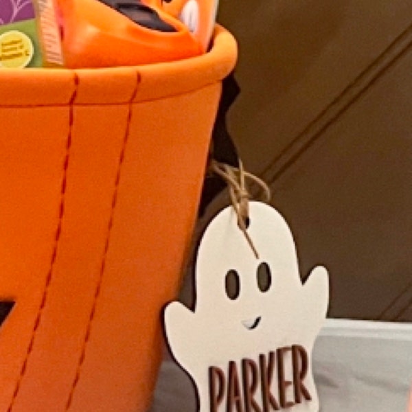 Personalized Halloween Basket Tag: Spooky Ghost Name Tag - Etsy