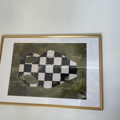 Checkered Poster, Rustic Brown Print, Aesthetic Decor Wall Art, Trendy ...