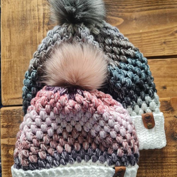 CROCHET PATTERN & VIDEO/ Pebble Puff Stitch Hat, Baby to Adult Sizes ...