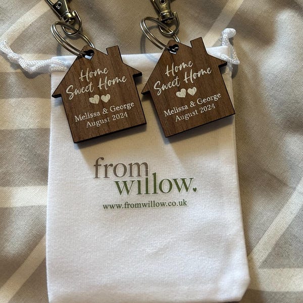 Personalised First Home Keyrings, New Home Keyrings, House Keyrings Set ...