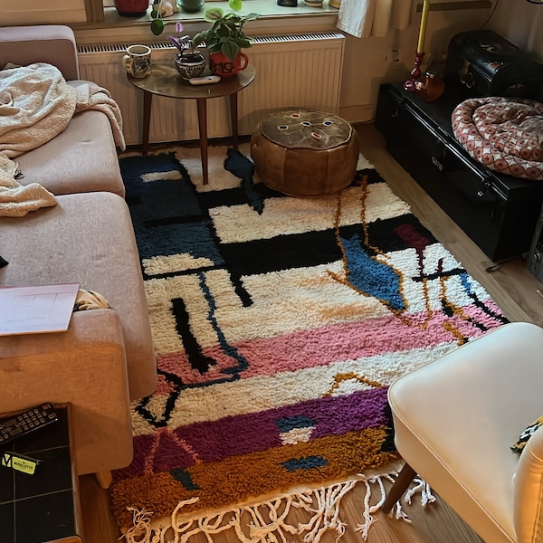 Colorful Moroccan Rug, Custom Fabulous Boujad Rug, Abstract ...