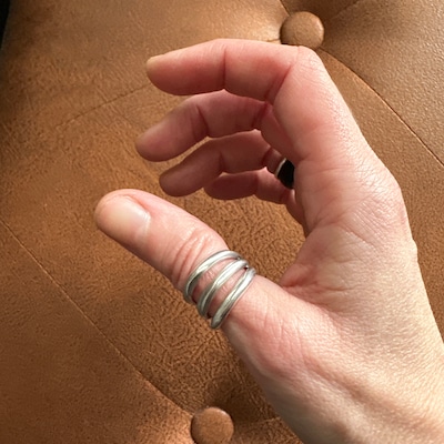 Womens Matte Black Double Line Minimal Ring, Jet Black Stacking Ring ...