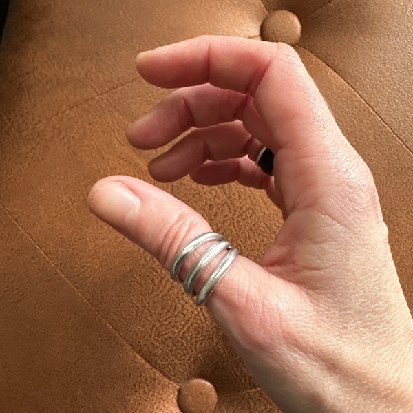 Silver Three Parallel Lines Ring,contemporary Triple Bar Open Ring ...