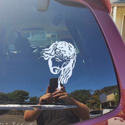 Jesus Car Decal Window Vinyl Sticker Jesus With Thorns Vehicle Graphic ...