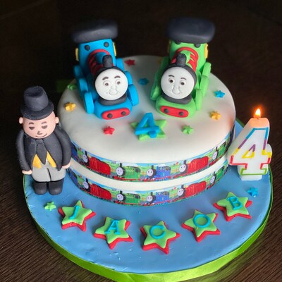 Edible Handmade Thomas the Tank Engine & Fat Controller Cake - Etsy