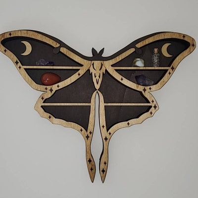 Coppermoon Luna Moth Crystal Shelf, Luna Moth Shelf, Luna Moth Wooden ...