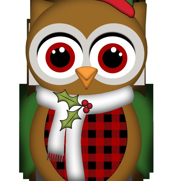 Christmas Owls Clipart, Holiday Clipart, Vector Graphics, Winter ...