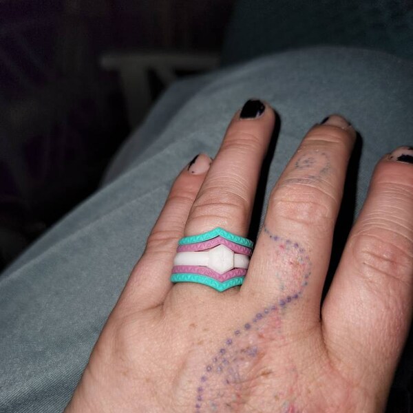 Designed Silicone Wedding Ring for Women. Set of Thin and Stackable ...