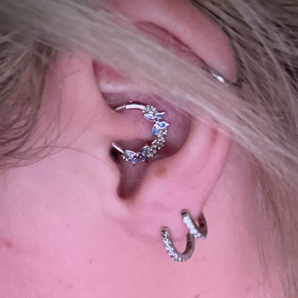 16G Rose Flower Butterlfy Daith Earring/septum Jewelry/cartilage Hoop ...