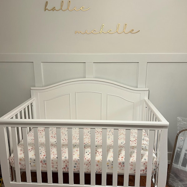 Wood Script Nursery Baby Room Name Laser Cut Sign Cursive First and ...