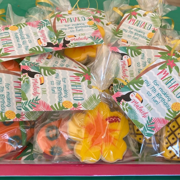 Luau Favor Tags, EDITABLE, Hawaiian Thank You Tags, Beach Birthday ...