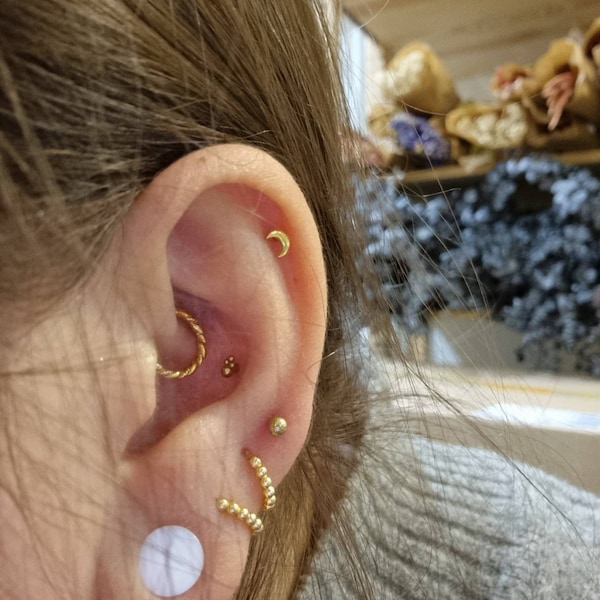 Tiny Moon Piercing * Helix Moon Piercing * Gold Conch Piercing ...