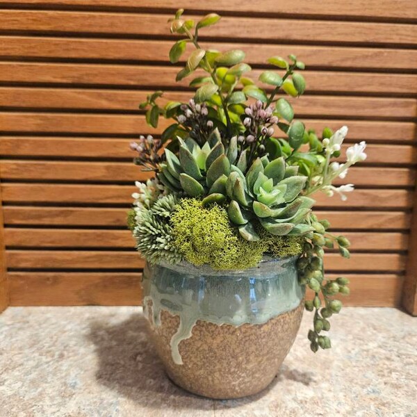 Topiary Arrangement. Faux Succulent Centerpiece. Floral Arrangement ...