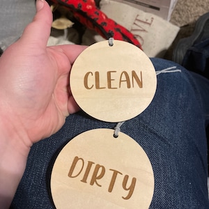 Custom Double Sided Wooden Laundry Basket Labels // Dirty Clean Laundry ...