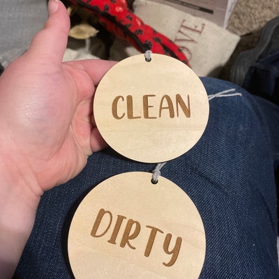 Custom Double Sided Wooden Laundry Basket Labels // Dirty Clean Laundry ...