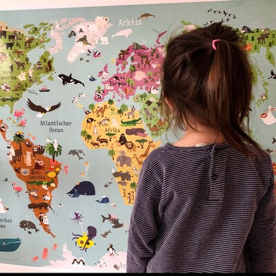 Poster World Map Children Prints Learning Posters Kids World - Etsy UK
