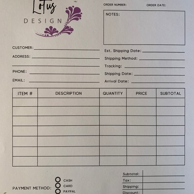 ADD Your LOGO Editable Order Form Template Printable Business Invoice ...