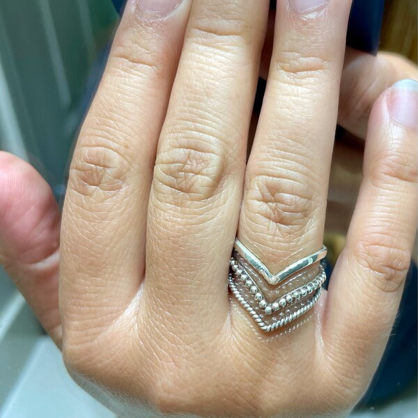 Triple Chevron Ring, Boho Ring, Sterling Silver Ring for Women ...