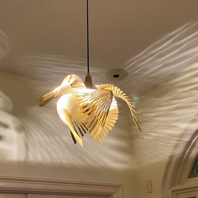 Brass Bird Large Ceiling Light, Wing Chandelier Statement Lighting ...