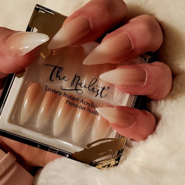 Instant Luxury Acrylic Press on Nails- Acrylic Ombre | Medium Stiletto ...