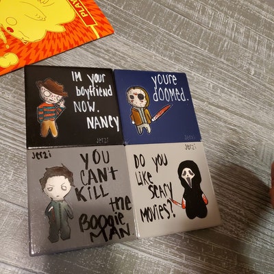 4x4 Hand Painted Coaster Ghostface, Horror Movie Icons, Gothic Art ...