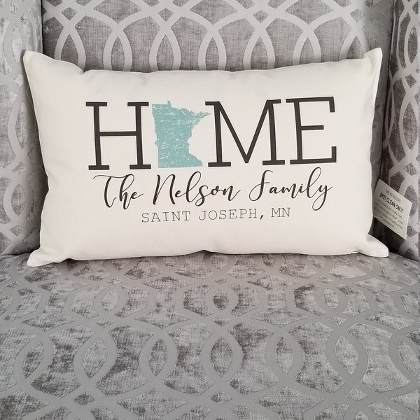Custom Family Pillow, Minnesota Home State Pillow, Oblong Lumbar ...