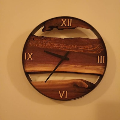 Made to Order 14 Black Walnut Live Edge Wood Wall Clock, Unique ...