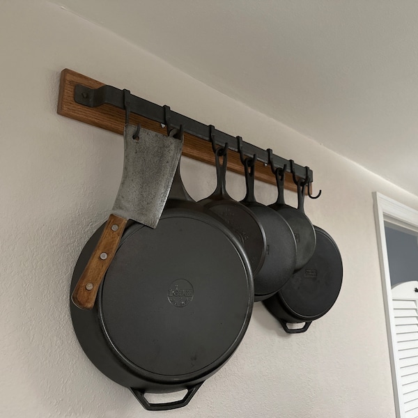 Hand Forged Cast Iron Pot Skillet Rack Hanger - Etsy