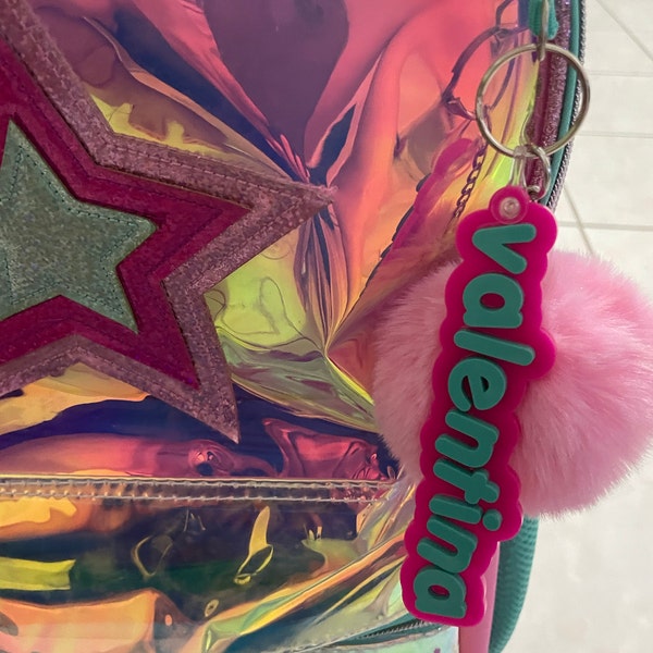 CUSTOM NAME KEYCHAINS - Fun Bubble Letter Colorful Bag Tags / Key ...