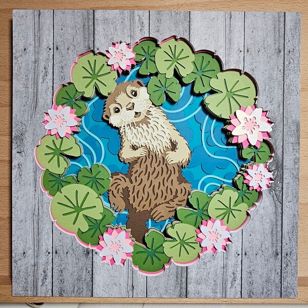 3D Blossom Tree With A Footbridge Over a Stream Shadow Box SVG, 3D ...