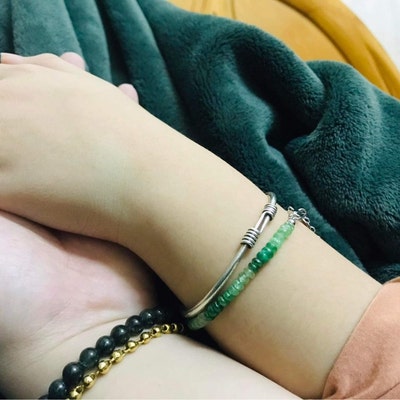 Smooth Tsavorite Bracelet Shaded Tsavorite Stacking Bracelet - Etsy