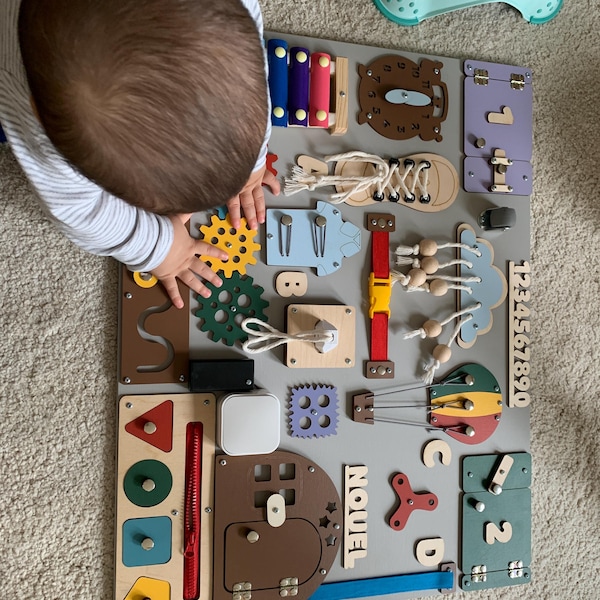 Big Busy Board, Activity Board for Exercising Fine Motor Skills - Etsy