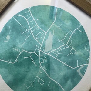 Personalized School Map, Teacher Gifts, Watercolor Print, Custom Map ...