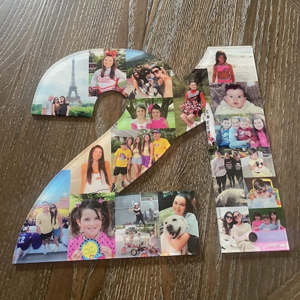Acrylic Photo Number Collage, Birthday Gift, Photo Gift, Personalised ...