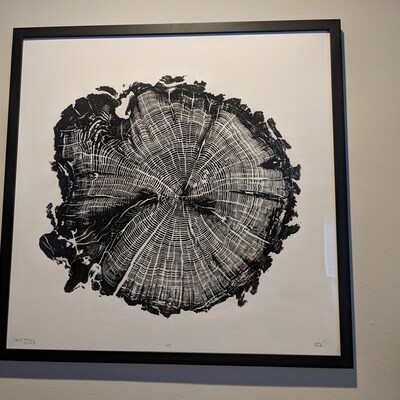 Spruce, Handprinted Art Print, Woodcut Print, Tree Stump, Tree Rings ...