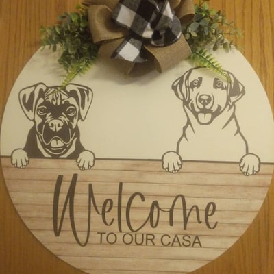 Custom Dog Door Hanger Personalized Dog Welcome Sign Pet Door Hanger ...