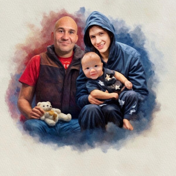 Custom Memorial Drawing, Add Deceased Loved One, Family Portrait ...