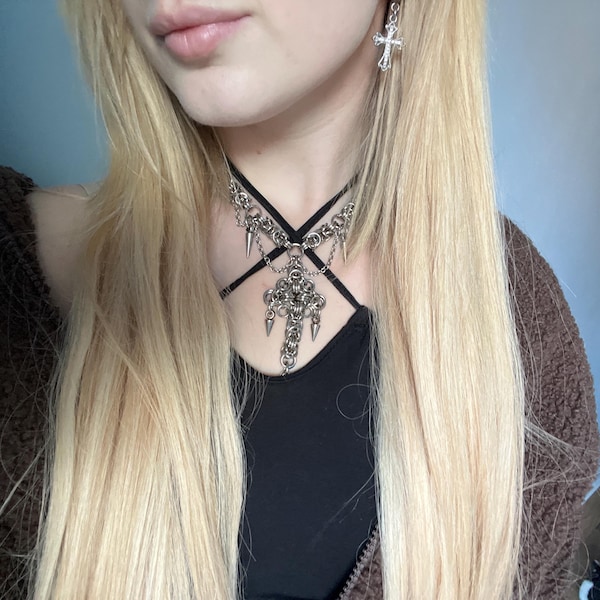 PIERCED 2 Stainless Steel Chainmaille Choker Necklace Goth Alternative ...