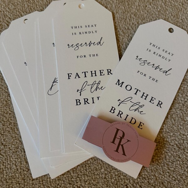 Personalised Reserved Seat Tag for Minimalist Wedding - Angelina - Etsy