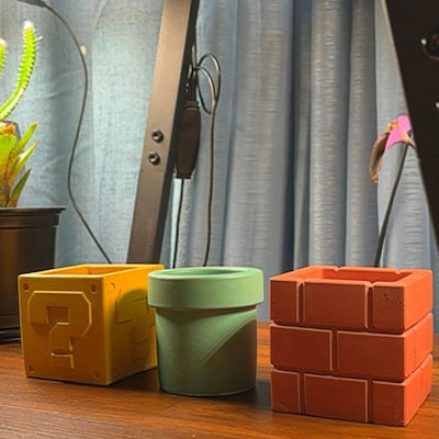Super Mario Planter Color Gamer Succulent Planters Concrete Warp Pipe ...