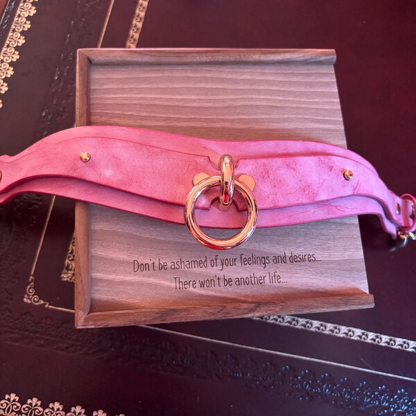 Bordo Leather Handmade Collar With Chain Leash for Women, Collar Choker ...